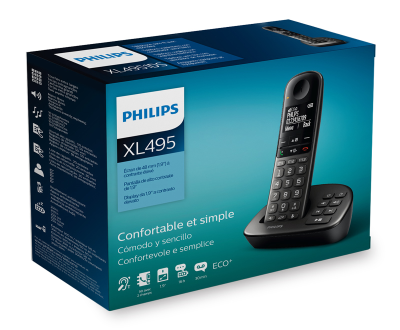 PHILIPS ασύρματο τηλέφωνο XL4951DS/34 ελληνικό μενού, τηλεφωνητής ...