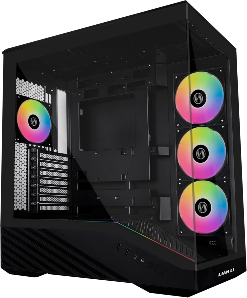 Lian Li Vector V100 Black – 4 x 120mm ARGB – LED RGB Strip – Tempered Glass – ATX Case - Technogate